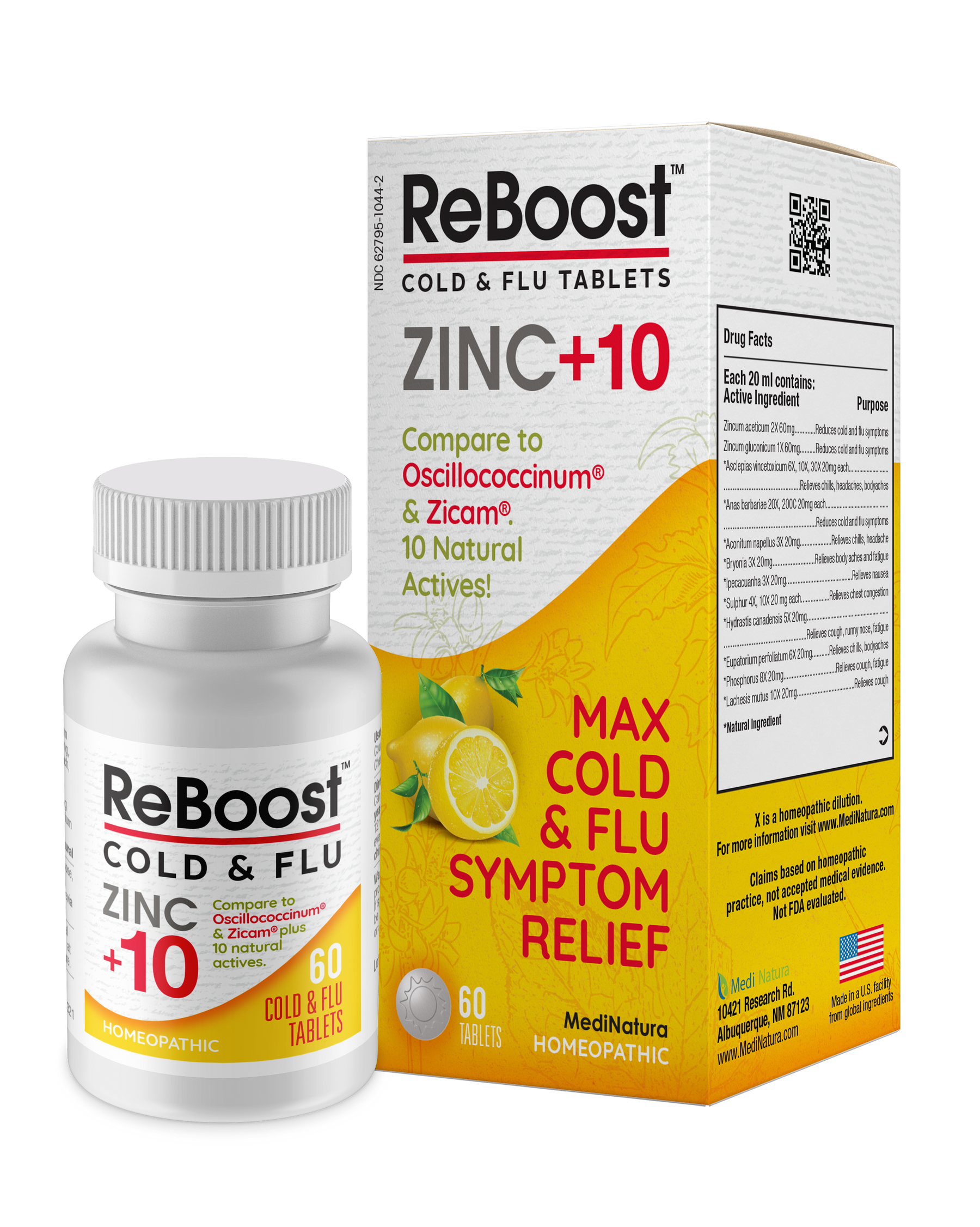 ReBoost Cold & Flu Tablets Zinc +10 – Lemon – 60 Tablets
